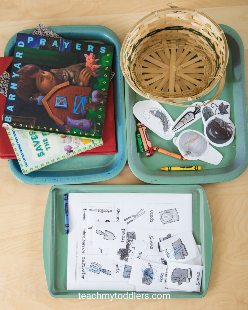 Gardening Themed Toddler Trays - Teach My Toddlers
